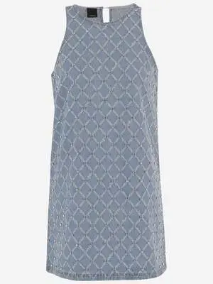 Pinko Amorino Rhinestone Cotton Dress - Light Blue