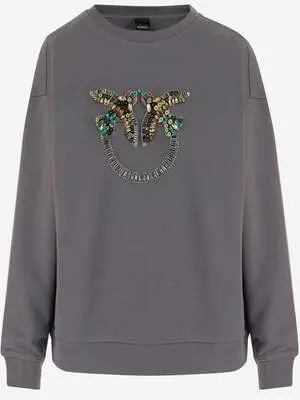 Pinko Cotton Sweatshirt With Logo - Grey