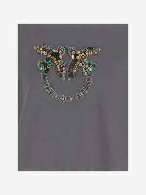 Pinko Cotton Sweatshirt With Logo - Grey