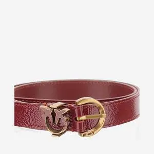 Pinko Leather Belt With Logo - Red