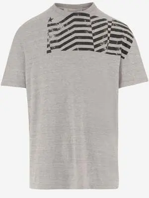 GOLDEN GOOSE Cotton T-shirt With Print - Grey
