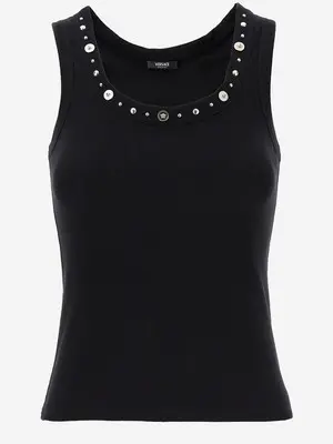 Versace Stretch Cotton Top With Studs