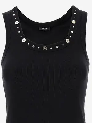 Versace Stretch Cotton Top With Studs