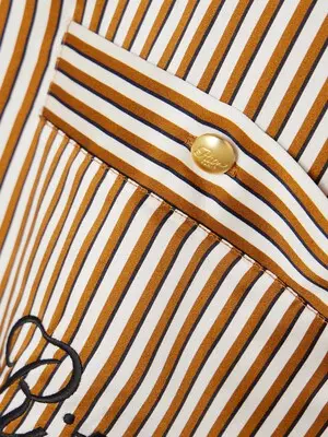 FRAME Ritz Paris Embroidered Striped Silk-satin Shirt