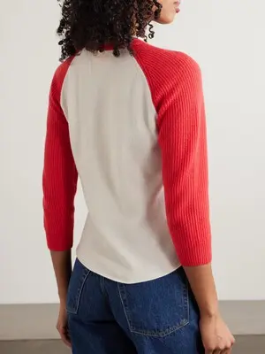 Guest In Residence Baseball Two-tone Cashmere Sweater