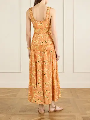 LA LIGNE Livia Panelled Printed Silk Maxi Dress