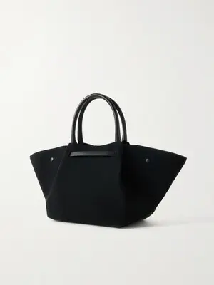 DEMELLIER Midi New York Leather-trimmed Suede Tote
