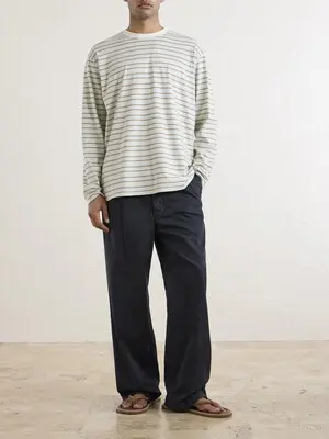 Auralee Wide-leg Pleated Garment-dyed Cotton-twill Chinos