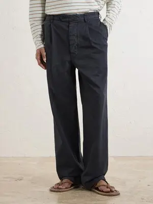Auralee Wide-leg Pleated Garment-dyed Cotton-twill Chinos