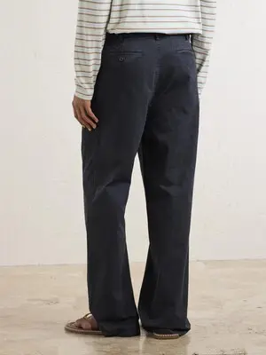 Auralee Wide-leg Pleated Garment-dyed Cotton-twill Chinos