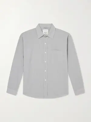 MFPEN Executive Checked Cotton-seersucker Shirt - Gray
