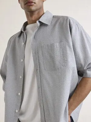 MFPEN Executive Checked Cotton-seersucker Shirt - Gray