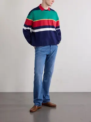 Versace Logo-embroidered Striped Cotton-jersey Sweatshirt