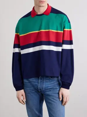 Versace Logo-embroidered Striped Cotton-jersey Sweatshirt