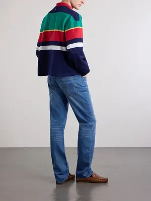 Versace Logo-embroidered Striped Cotton-jersey Sweatshirt