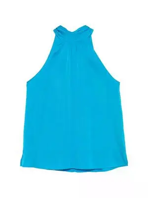 NOUVELLE SILK95FIVE Gathered Halter Top - Blue