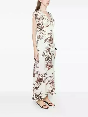 Liu Jo Long Floral Print V-neck Dress