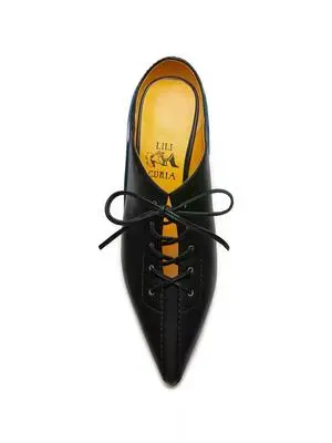 LILI CURIA Victoria Kitten Lace-up Mules