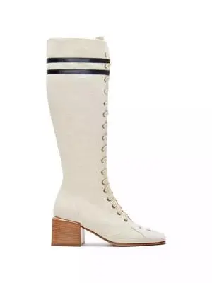 LILI CURIA Isadora Striped Lace-up Boots