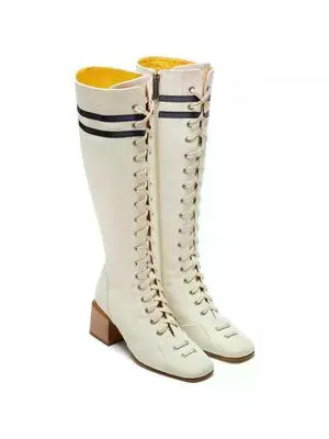 LILI CURIA Isadora Striped Lace-up Boots