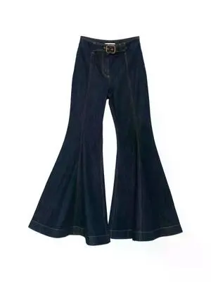 Zimmermann Luna Belted Flare Jeans - Blue