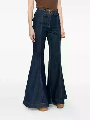 Zimmermann Luna Belted Flare Jeans - Blue