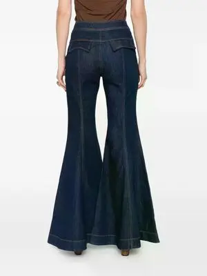 Zimmermann Luna Belted Flare Jeans - Blue