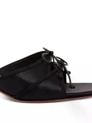 Amina Muaddi Eleonora Bow Silk Sandals