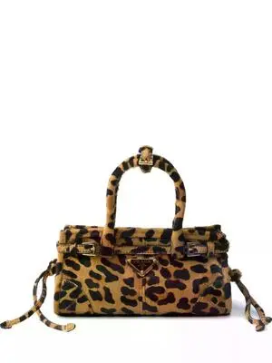 Prada Bonnie Mini Printed Leather Handbag Neutrals