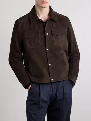 Mr P. Croc-effect Suede Jacket - Brown