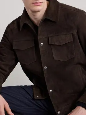 Mr P. Croc-effect Suede Jacket - Brown