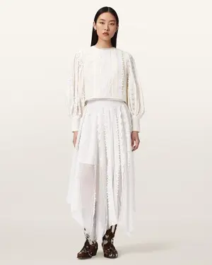 ALLSAINTS Hart Lace Embroidered Blouse - White