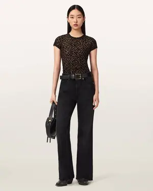 ALLSAINTS Ellie Leopard Print Mesh T-shirt