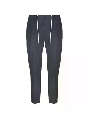 BE ABLE Riccardo Drawstring Pleated Trousers - Blue