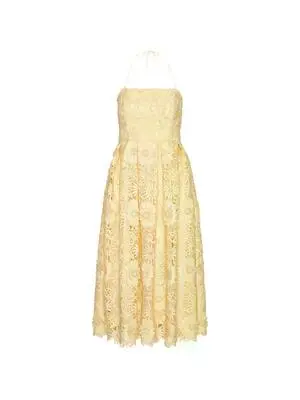 ROTATE BY BIRGER CHRISTENSEN Lace Midi Dress - Yellow