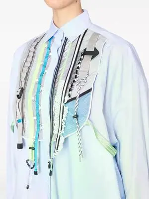 Kolor Panelled Mixed-media Shirt - Blue