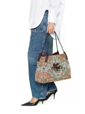 Etro Patterned Emblem Shoulder Bag - Blue