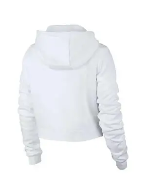 Nike Logo Print Cropped Hoodie - White