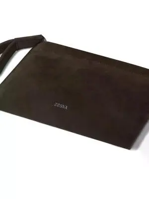 Zegna Leather Mini Pouch - Brown