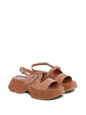 VIC MATIE 60mm Leather Platform Sandals - Brown