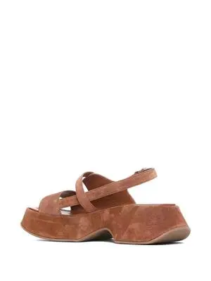 VIC MATIE 60mm Leather Platform Sandals - Brown