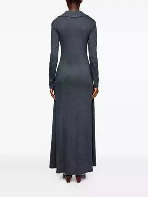 GANNI Buttoned Tie-waist Maxi Dress - Grey