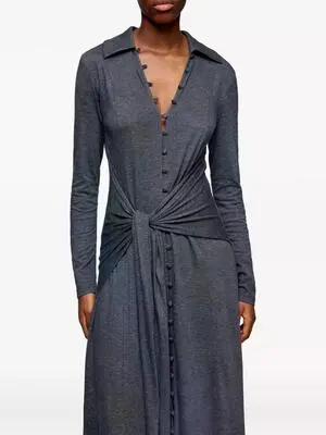 GANNI Buttoned Tie-waist Maxi Dress - Grey