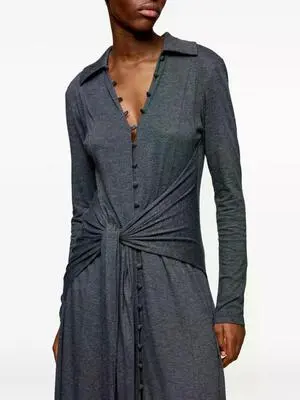 GANNI Buttoned Tie-waist Maxi Dress - Grey