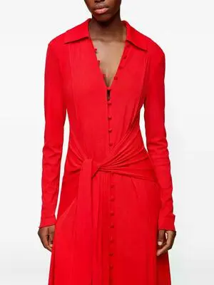 GANNI Maxi Buttoned Tie Dress