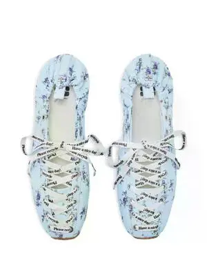 GANNI Floral Print Lace-up Sneakers - Blue