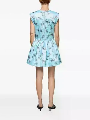 GANNI Floral-print Mini Dress - Blue
