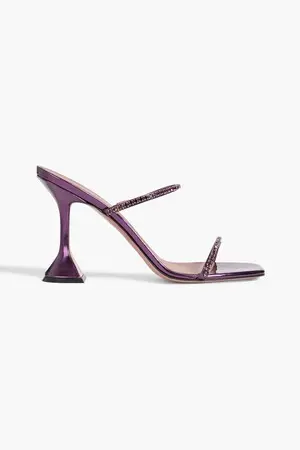 Amina Muaddi Gilda Crystal-embellished Mules - Purple