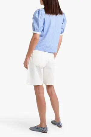 FRAME The Stripe Sailor Cotton-poplin Blouse