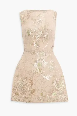 BRONX AND BRONCO Embellished Tulle Mini Dress - Blush